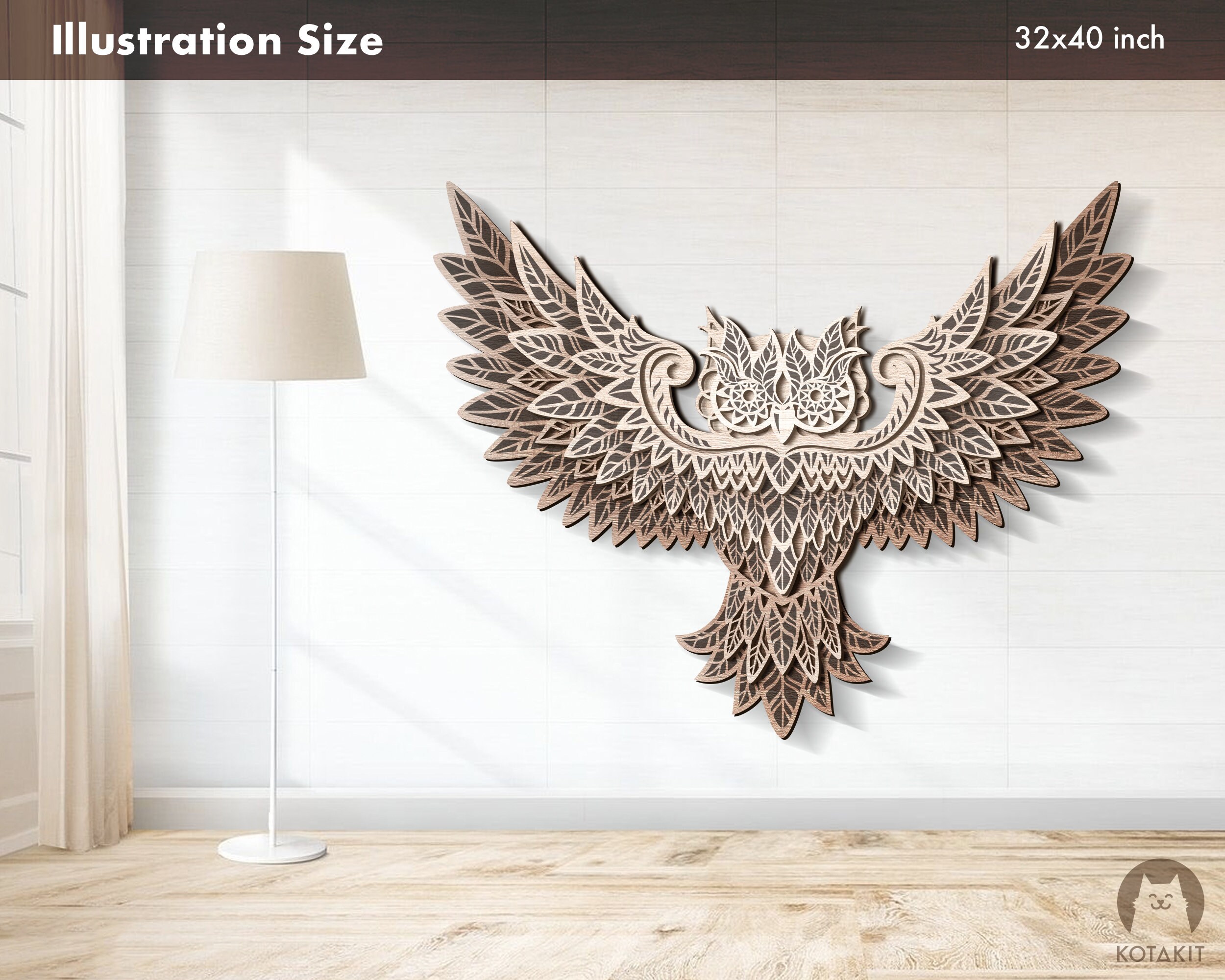 Volumetric Owl Laser Cut Files 3d Mandala Svg Ai Pdf Dxf Mandala Owl ...