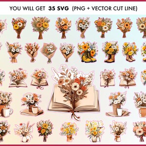 Sticker Pack Flowers Clipart PNG SVG, Floral Clip Art, Wild Flower ...