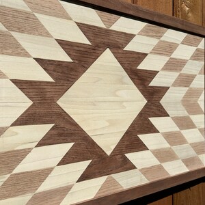 Geometric Wood Wall Art, Handmade Wall Decor, Aztec Style Design ...