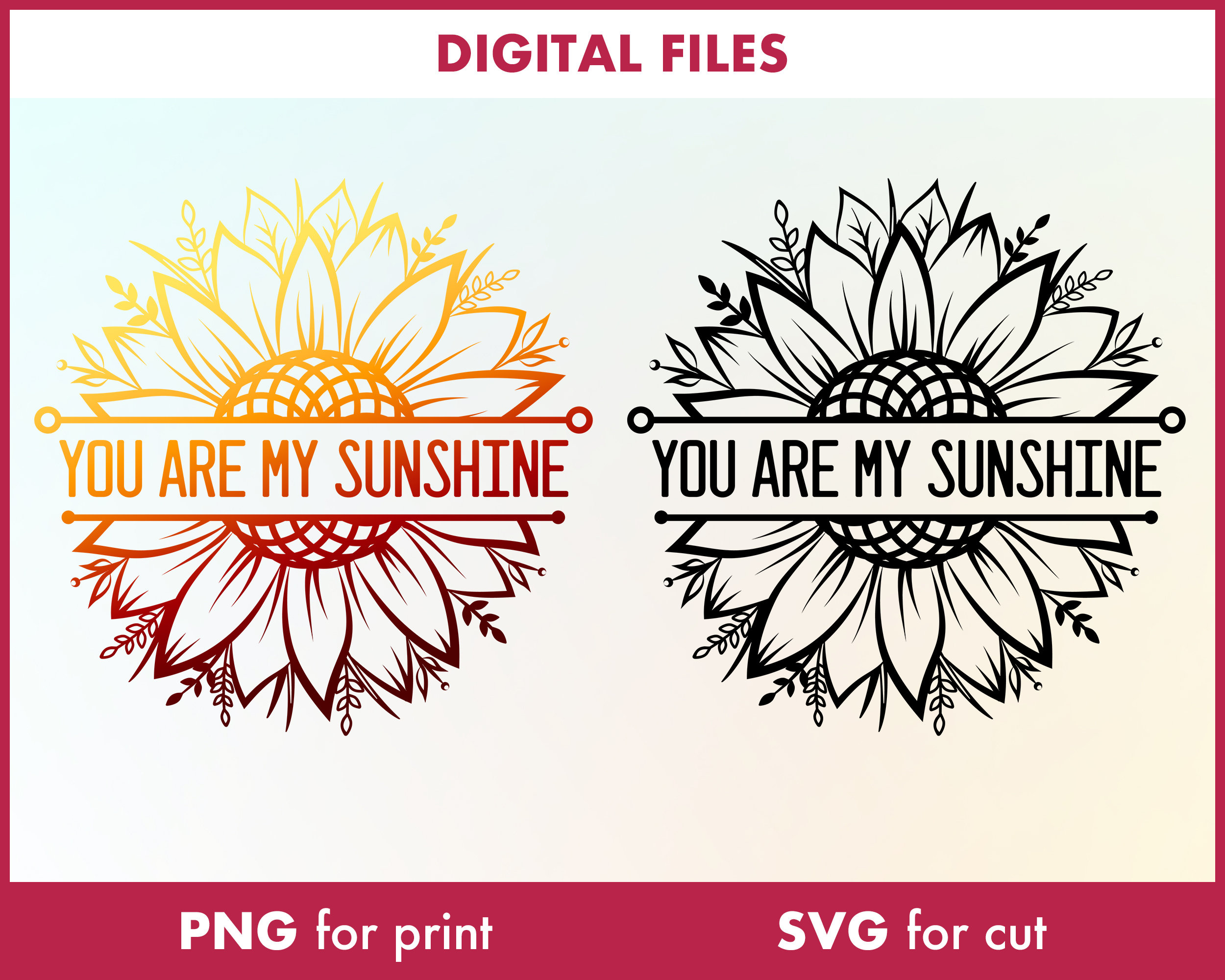 You Are My Sunshine SVG, Sunflower SVG, Inspirational Svg, Flower ...