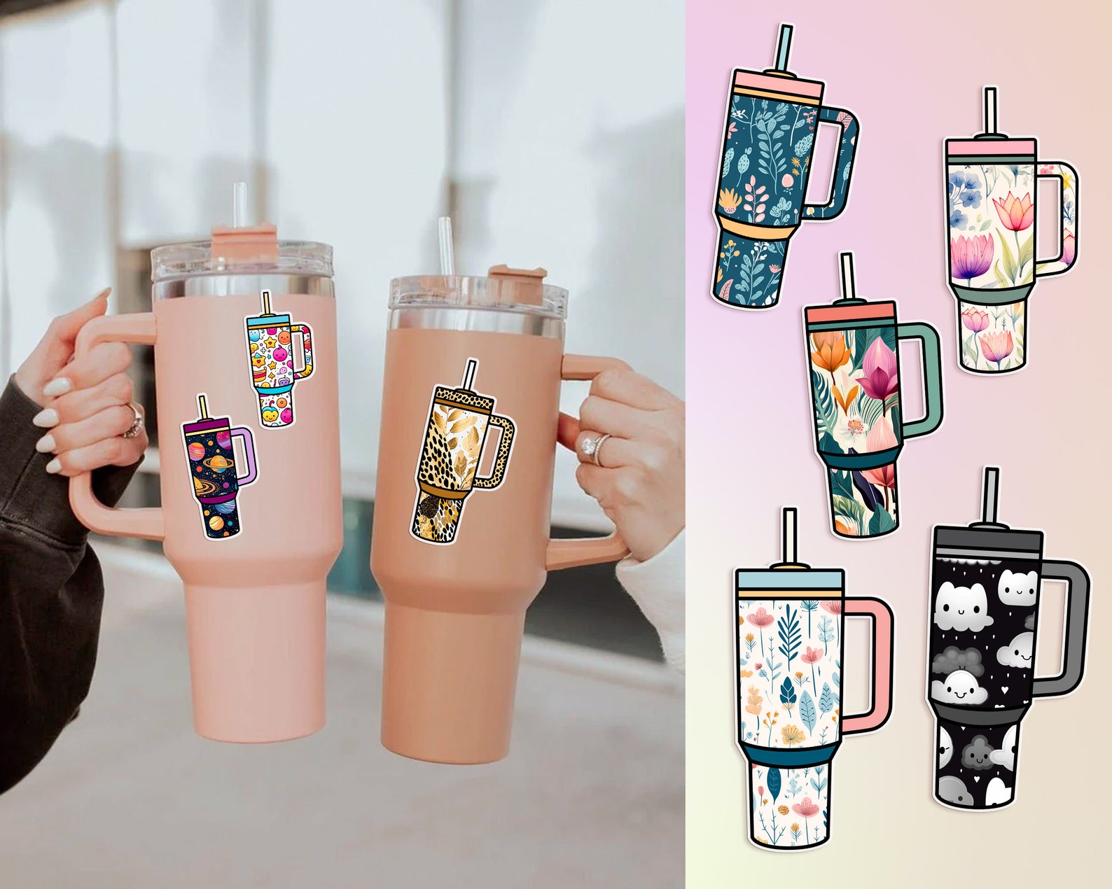 Stanley Tumbler Stickers, Digital Sticker Pack, Coffee Stickers Kawaii ...