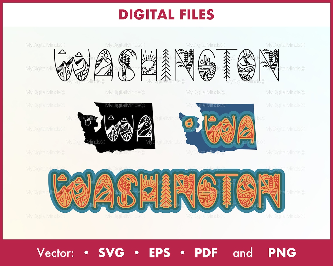 Washington State SVG PNG Design Washington USA Wall Art - Etsy