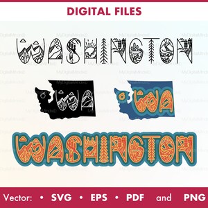 Washington State SVG PNG Design, Washington USA Wall Art, Digital ...