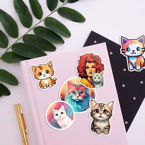 Sticker Pack Varied Cats, Cat Lover Gift, Set of Funny Cat Stickers ...