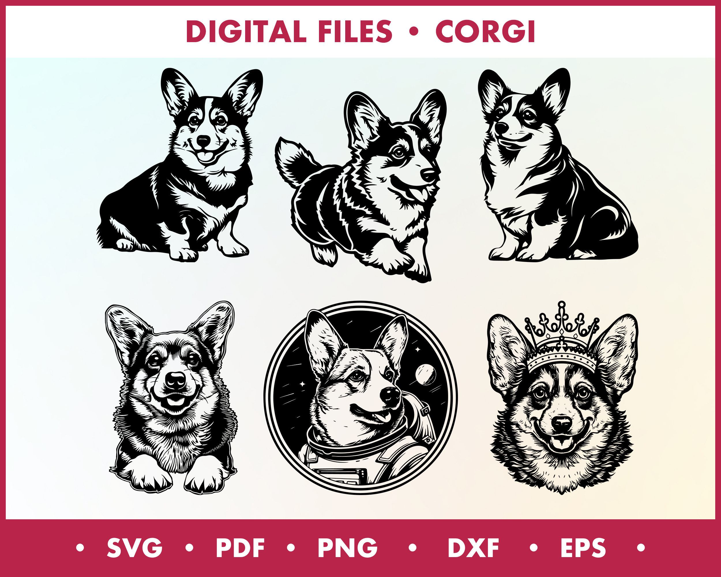 Corgi Silhouette SVG, Sticker Pack Corgi SVG, Corgi Mom Svg, Corgi ...