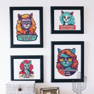 Sticker Pack Varied Cats, Cat Lover Gift, Set of Funny Cat Stickers ...