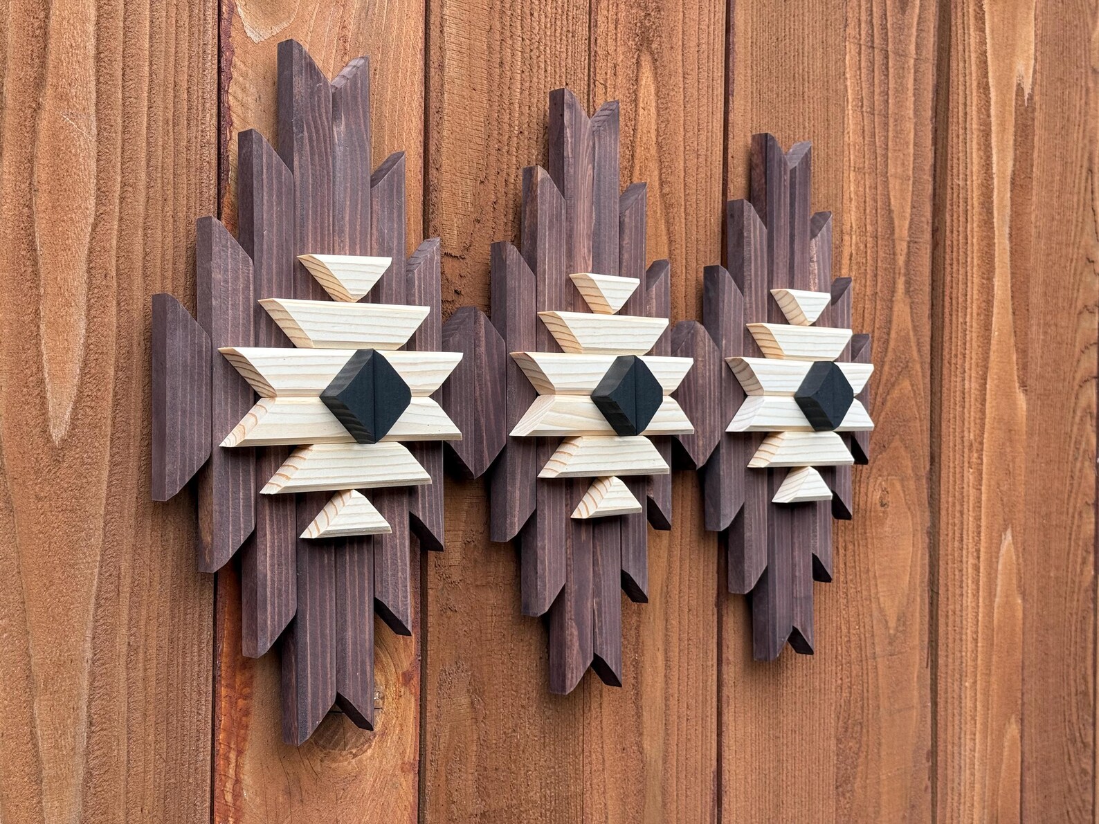 Native American Style Wall Decor, Wooden Aztec Pattern, Handmade Wall ...