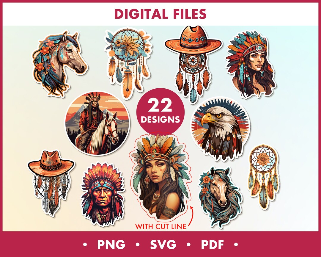 Native American Indian Sticker Pack, Dreamcatcher Sticker PNG, Native ...