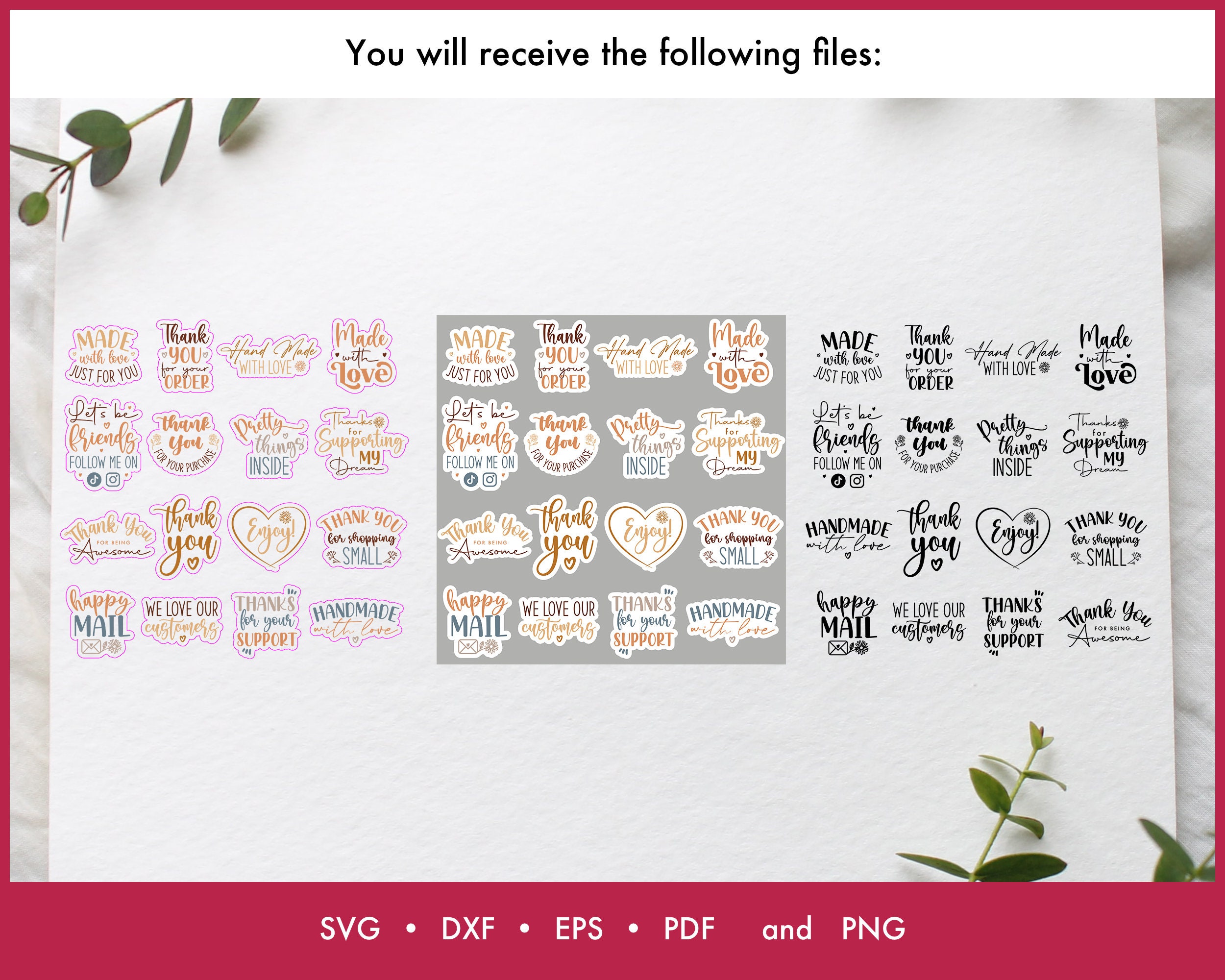 Digital Thank You Stickers Png Bundle Thank You Svg Label - Etsy