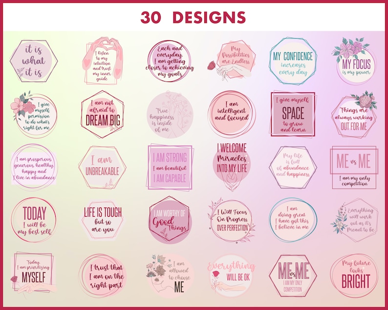 Affirmation Quotes SVG, Wall Decor Affirmations Bundle 30 Designs ...
