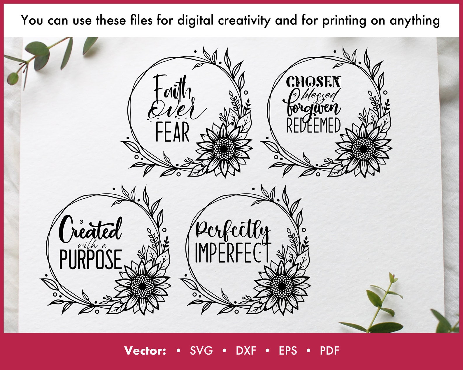 Christian SVG, Sunflower SVG, Flower Png, Summer Flower Design, Cut ...