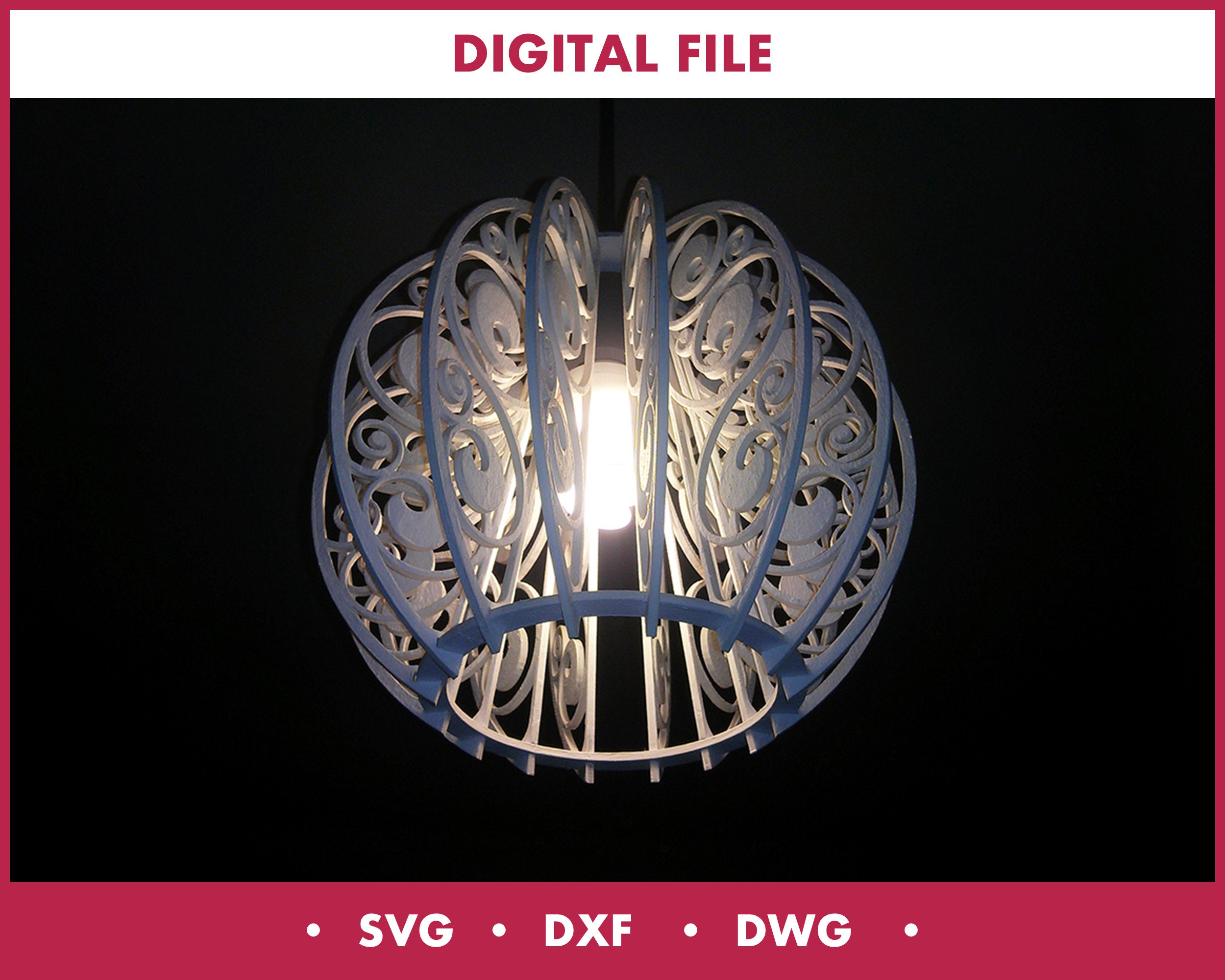 Wooden Lamp File for Laser, Laser Cut Pendant Light, Digital File for ...