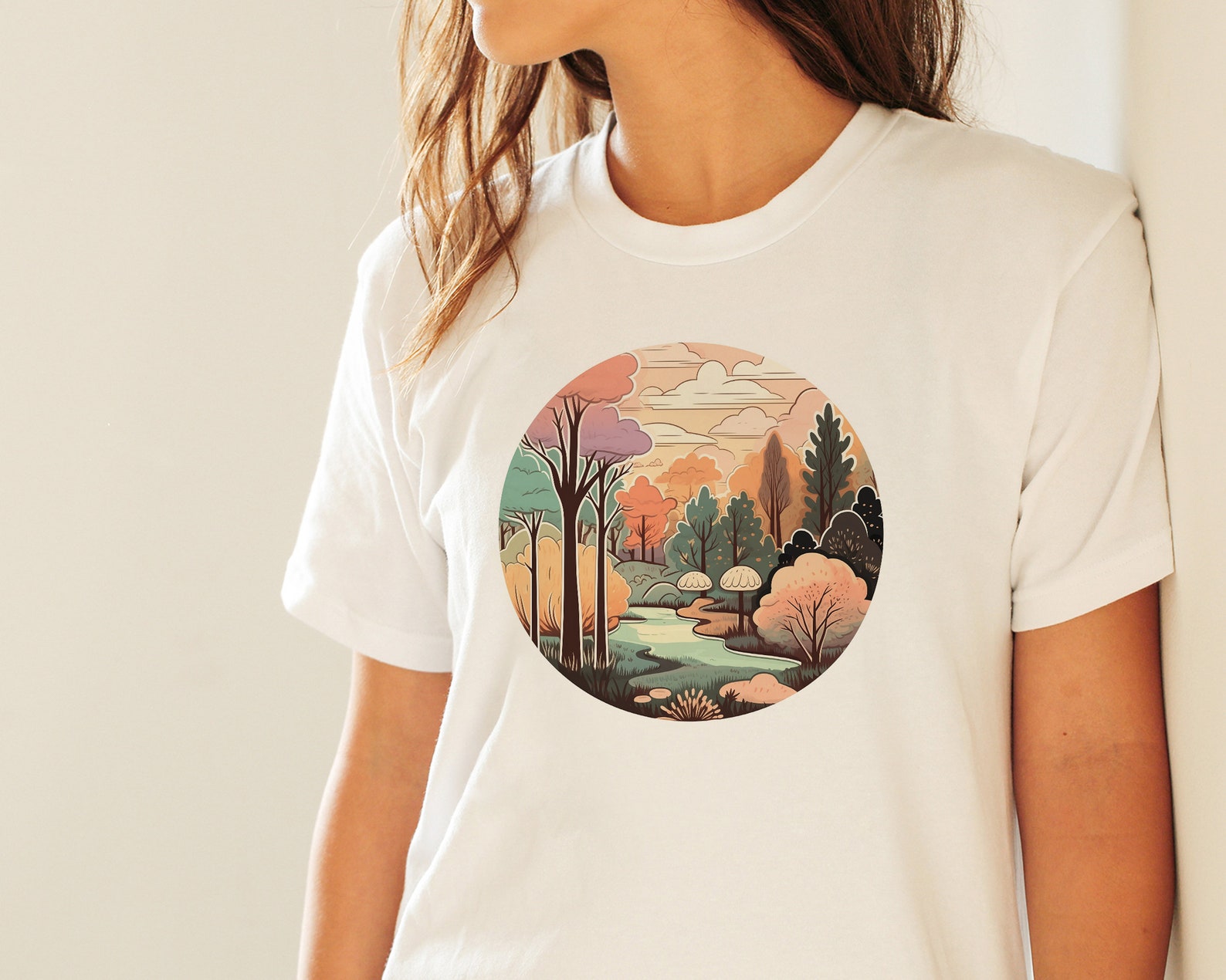 Digital Stickers Serene Nature Scenes, Cute Forest Clipart ...