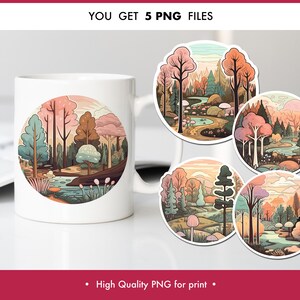 Digital Stickers Serene Nature Scenes, Cute Forest Clipart ...
