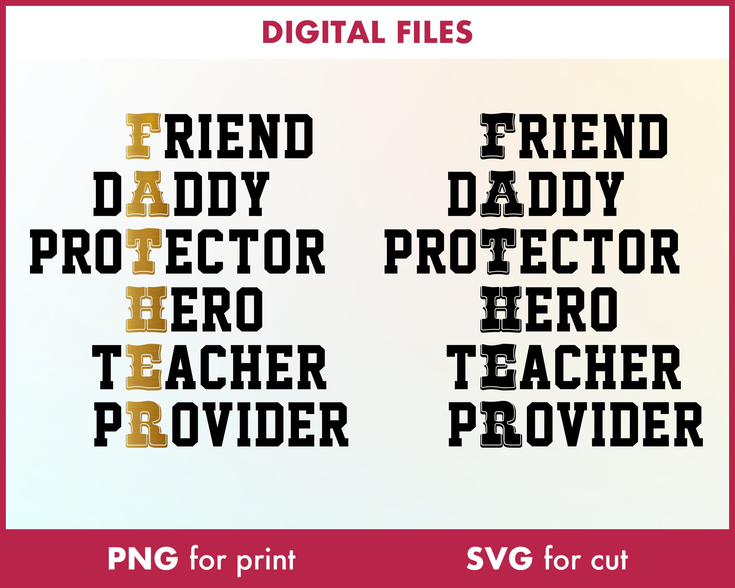 Father SVG Father Friend Daddy Protector Hero Teacher Provider, Best ...
