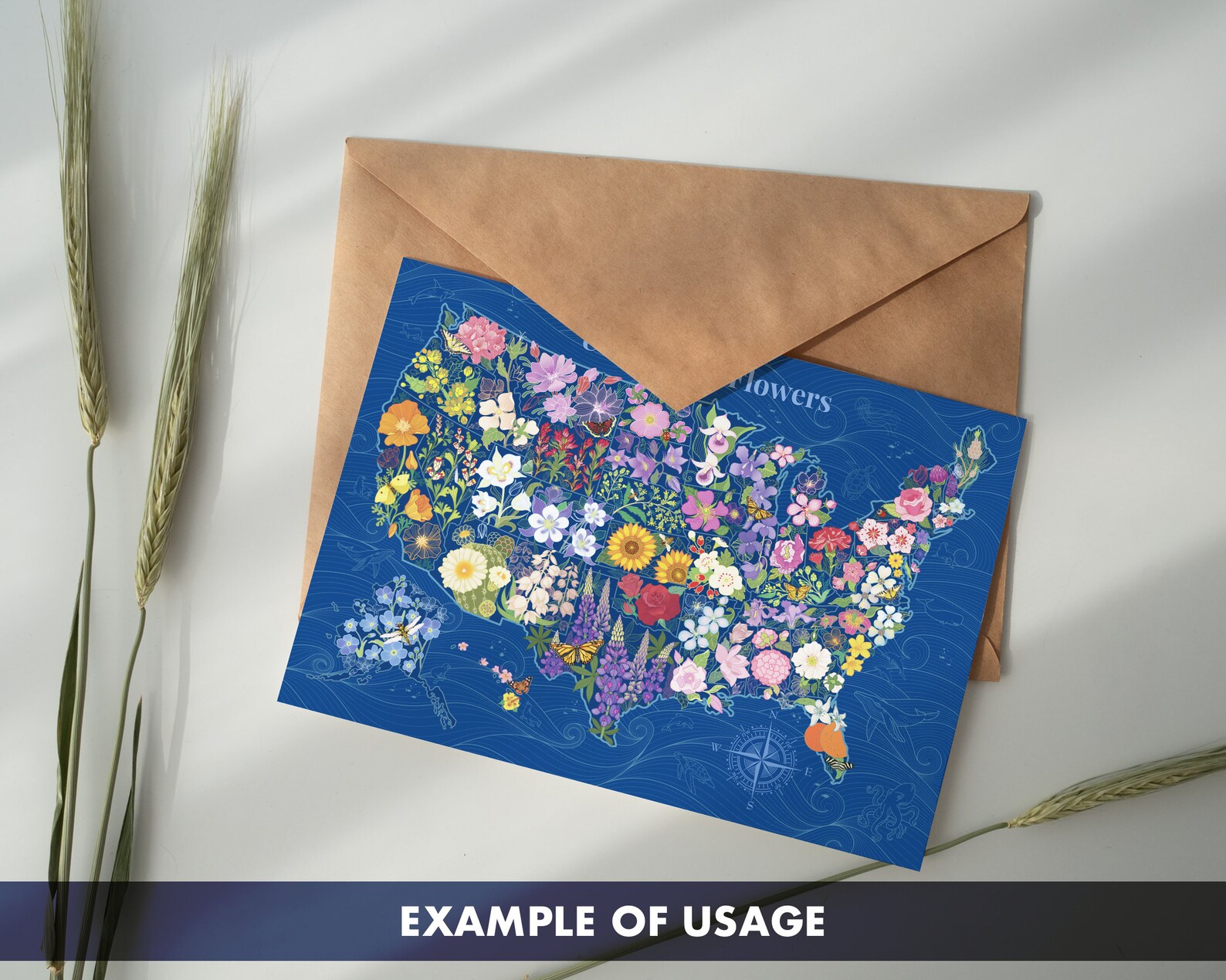 USA State Flowers / Educational Wall Art / States Flower / All 50 ...