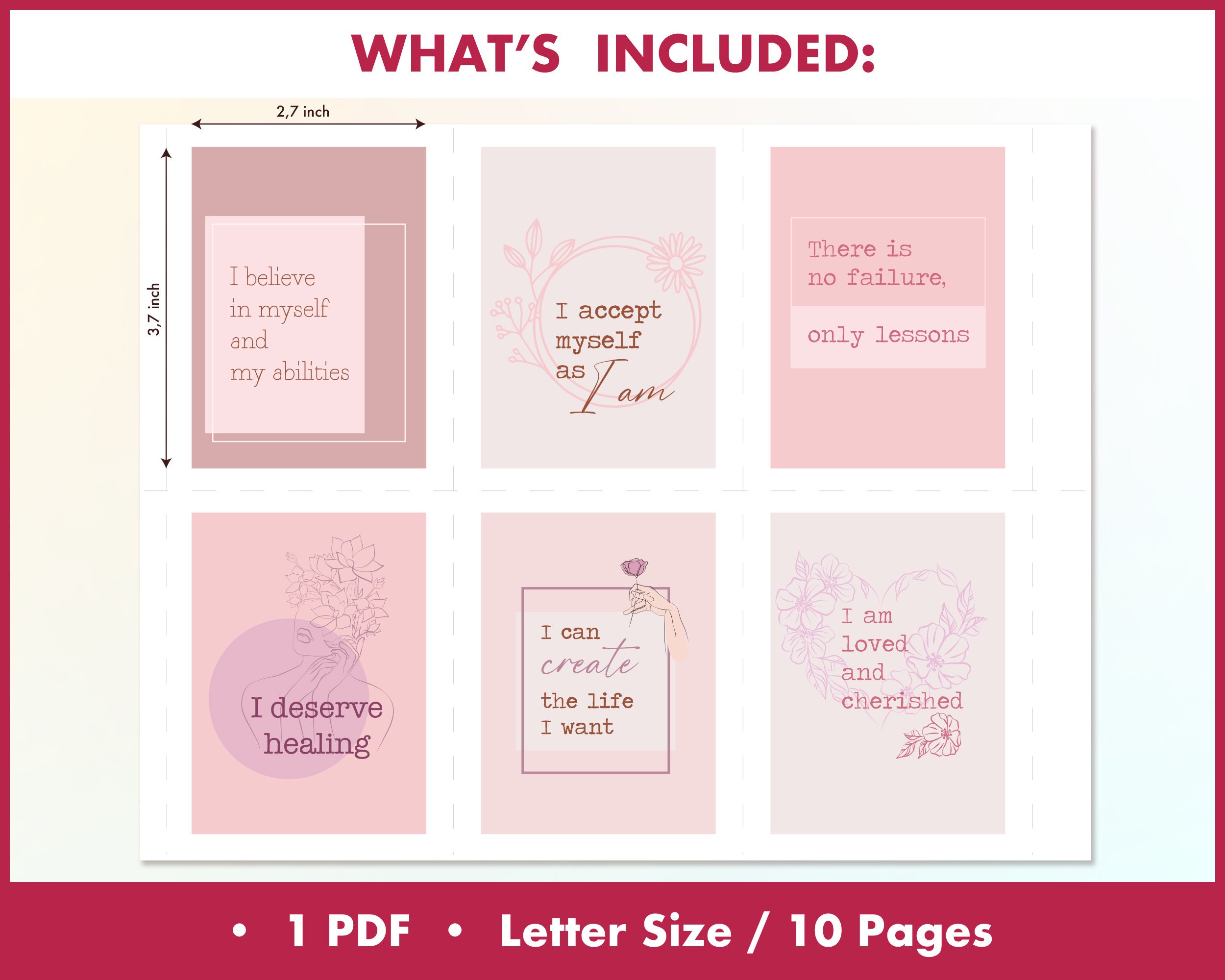 60 Self Care Cards, Printable Affirmation PDF, Self Love, Oracle Cards ...