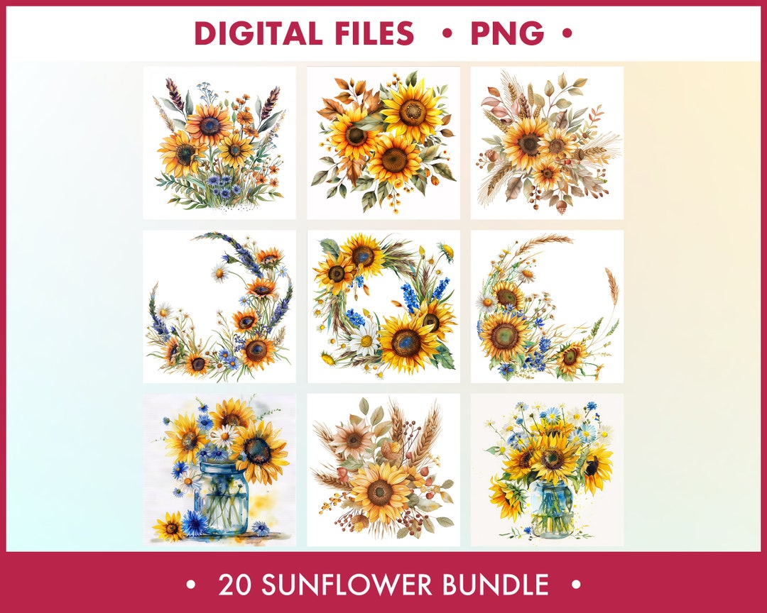 Sunflower Bundle PNG, Wedding Invite Card Design, Autumn Themed ...