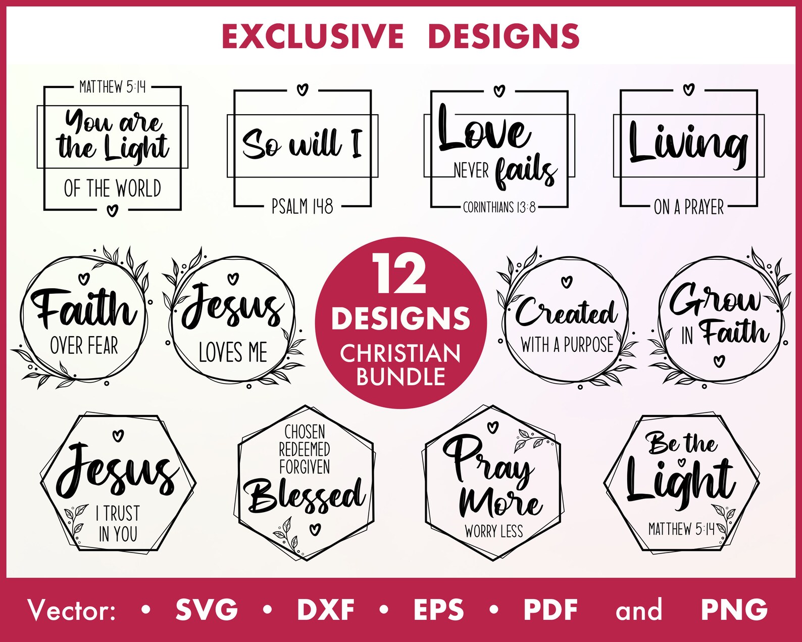 Christian Bundle Svg, Bible Verse SVG, Floral Wreath Svg, Motivational ...