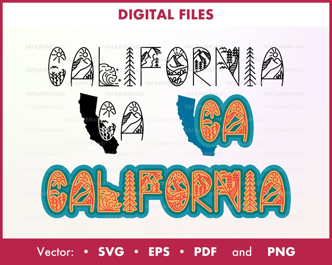 California State Sticker SVG PNG, California Wall Art, Digital ...