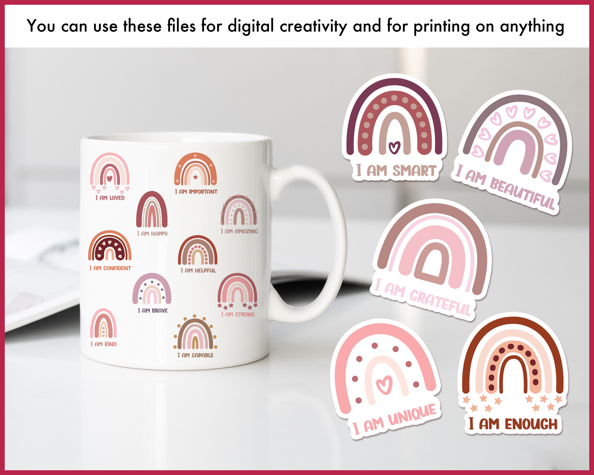 Rainbow SVG Affirmations for Kids Boho Rainbow With Heart - Etsy