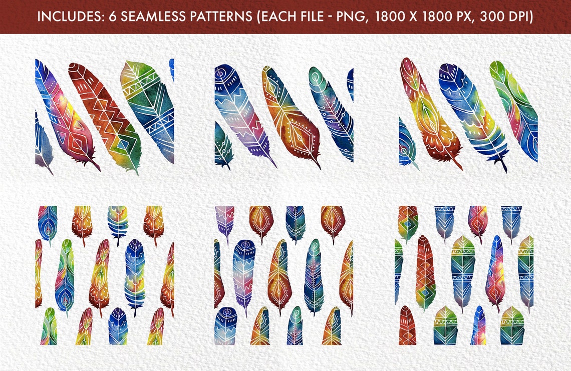 Feather Watercolor Clipart Feather Set Home Decor Digital - Etsy