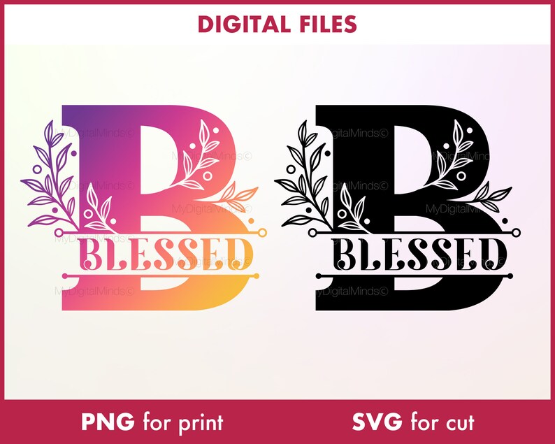 Monogram Blessed SVG, Christian SVG, Blessed for Cut, Cricut Cut File ...