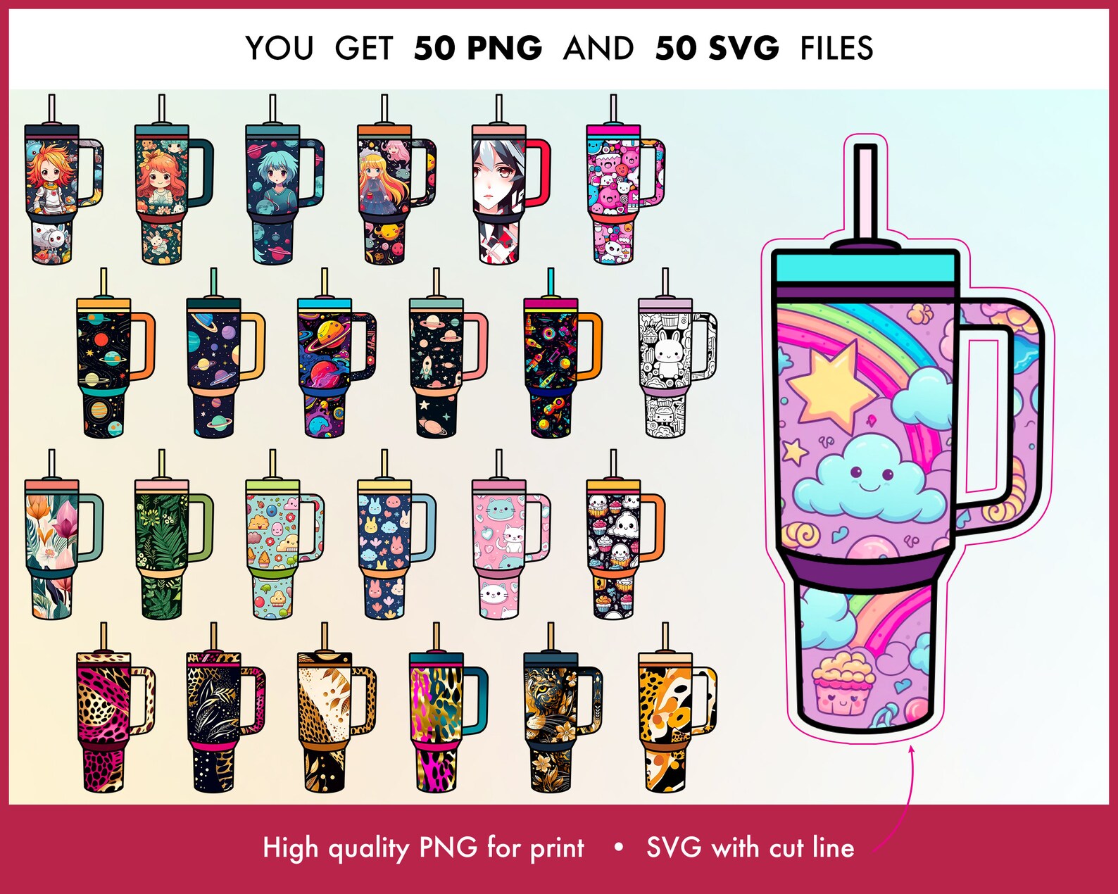 Stanley Tumbler Stickers, Digital Sticker Pack, Coffee Stickers Kawaii ...