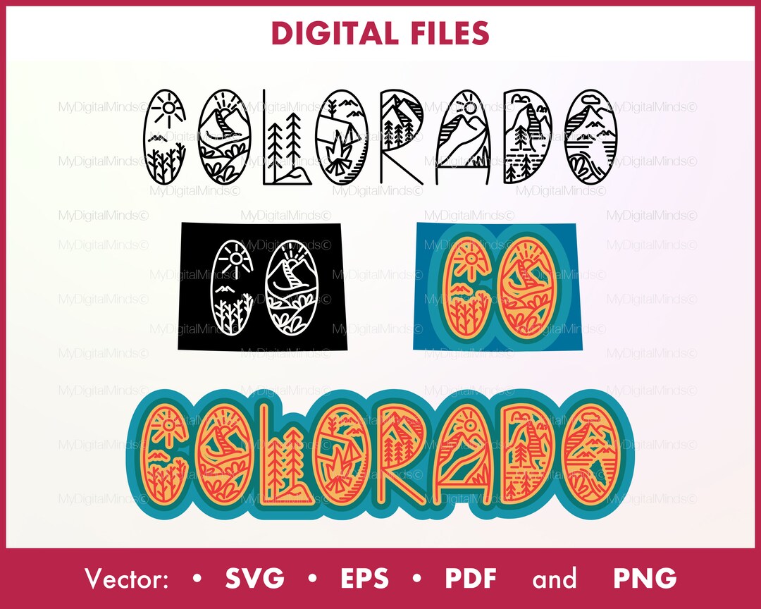 Colorado State Sticker SVG PNG, Colorado Wall Art, Digital Illustration ...