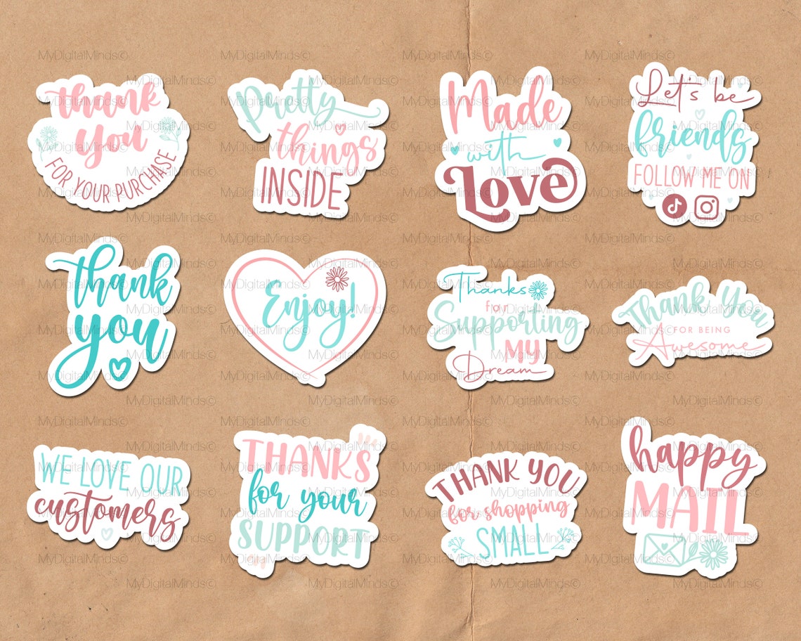 Thank You Stickers SVG, Bundle Thanks Svg, Digital Label Thanks Svg ...