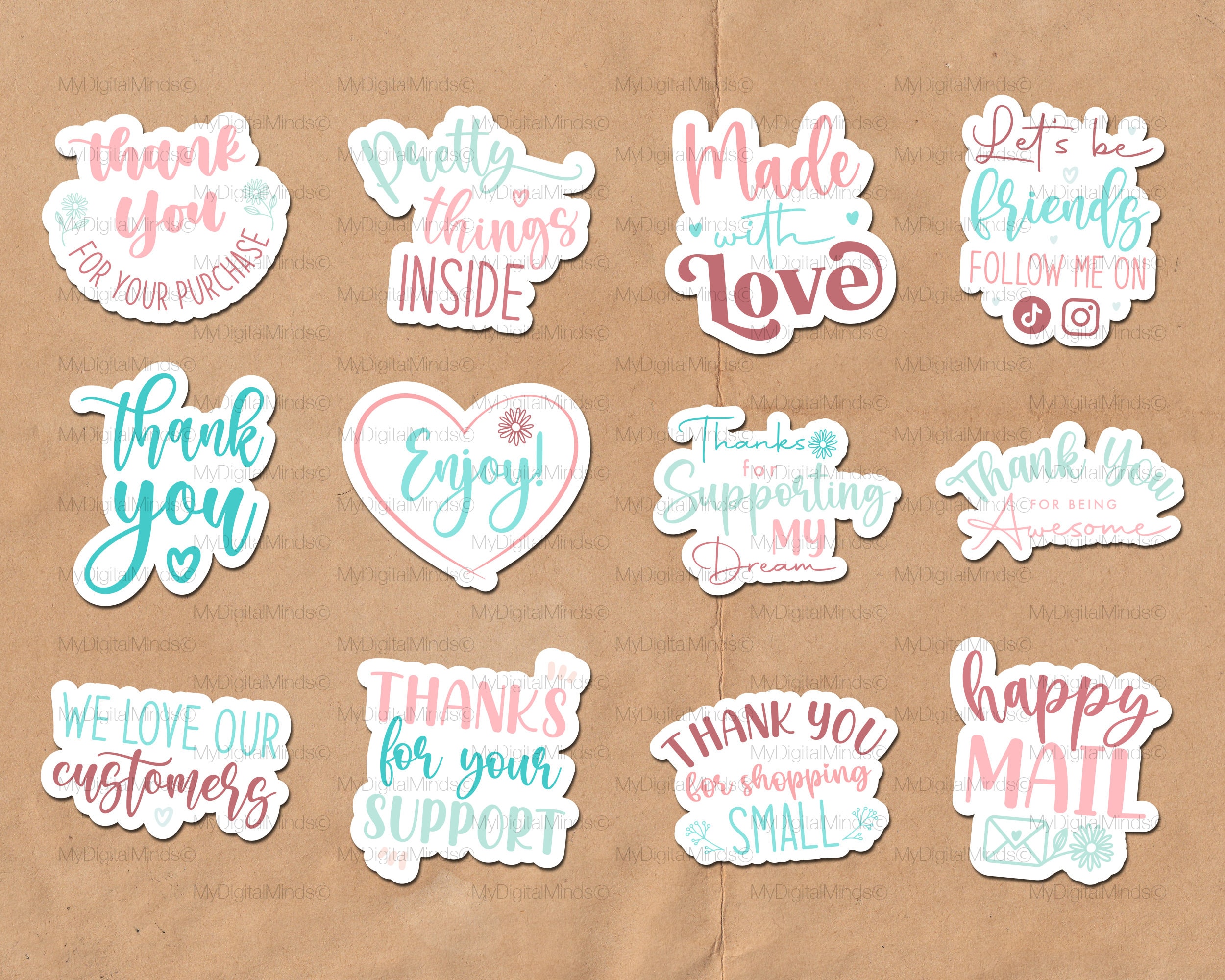 Thank You Stickers SVG, Bundle Thanks Svg, Digital Label Thanks Svg ...