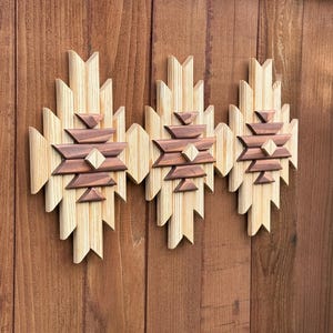 Native American Style Wall Decor, Wooden Aztec Pattern, Handmade Wall ...