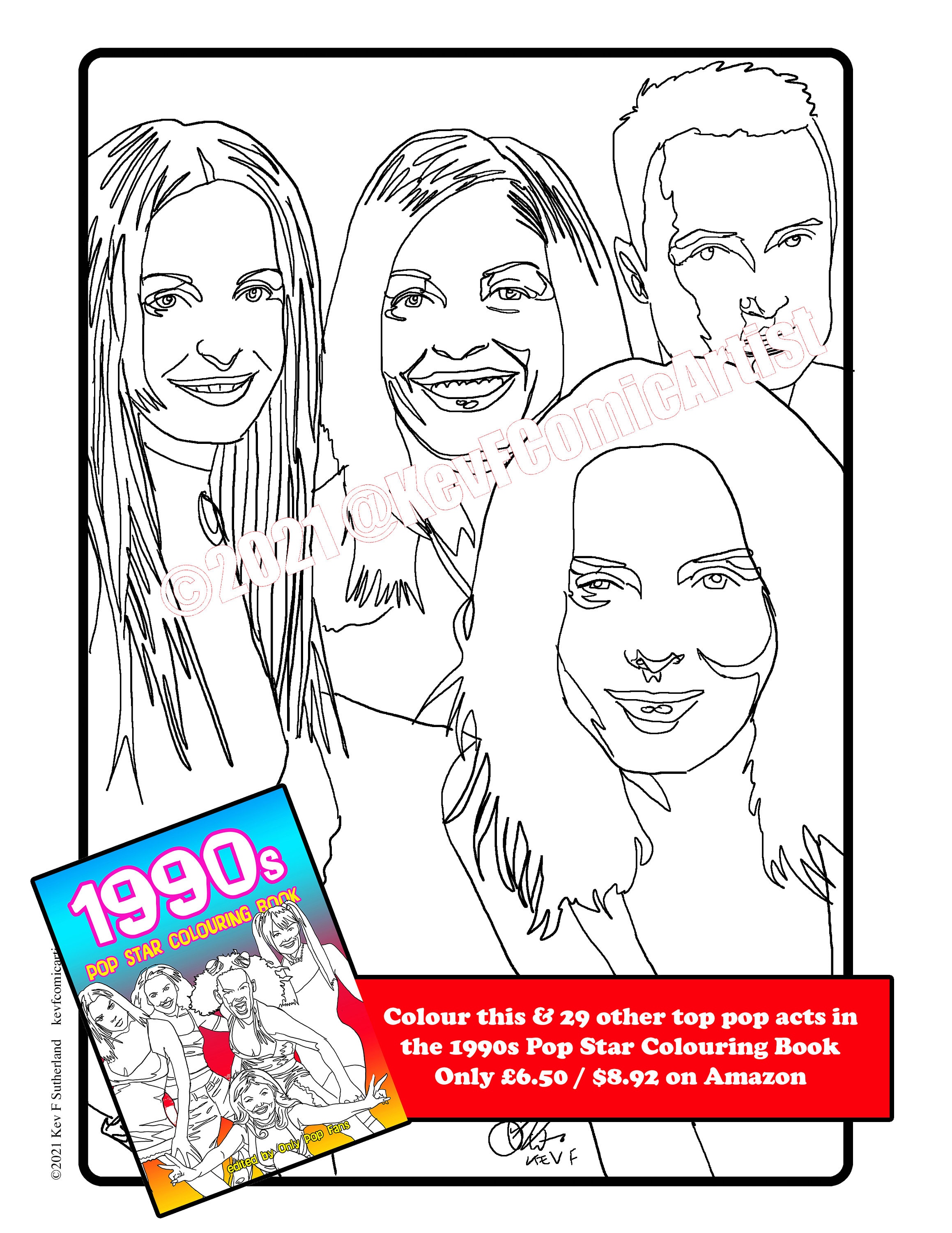 1990s Pop Star Colouring Book - Digital Download - Etsy