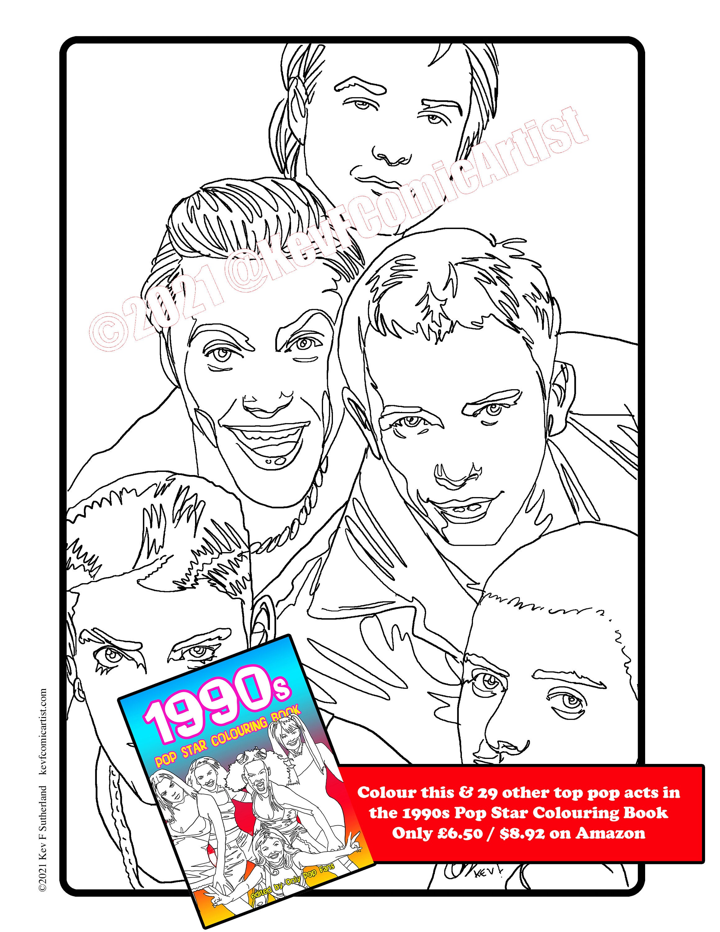 1990s Pop Star Colouring Book - Digital Download - Etsy
