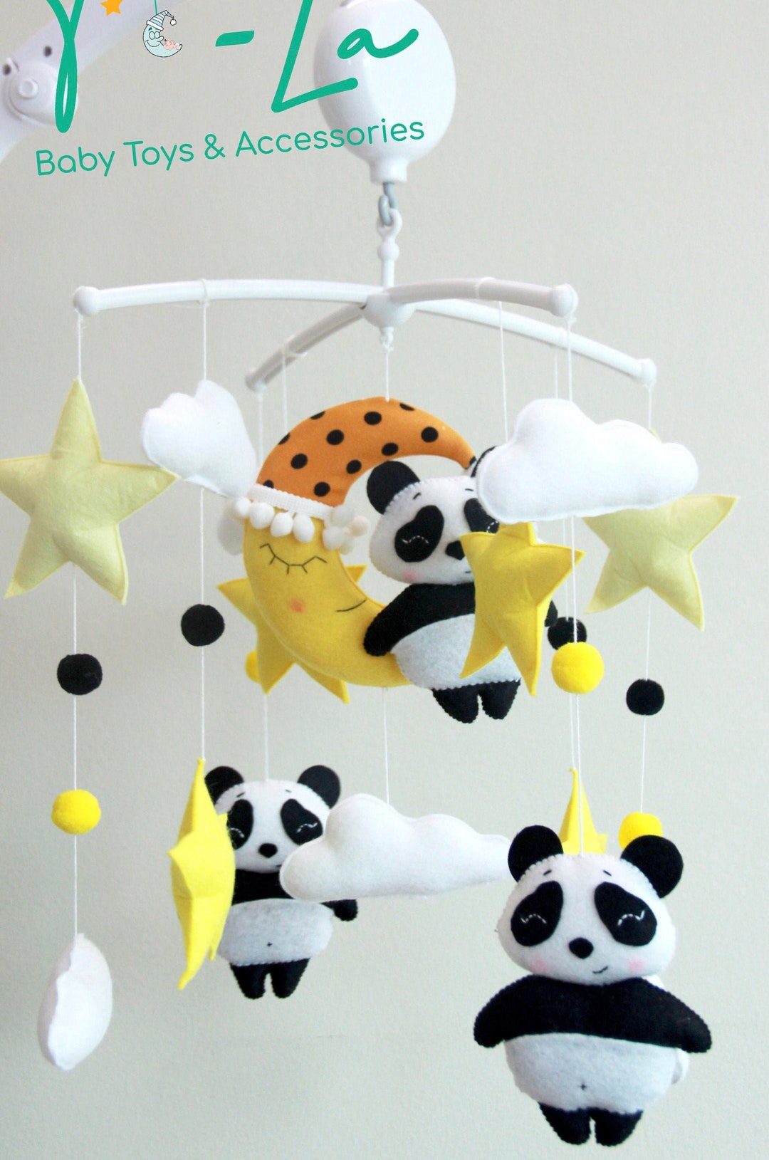 Moon Panda Mobile , Moon Panda Crib Mobile, Baby Mobile , Nursery ...