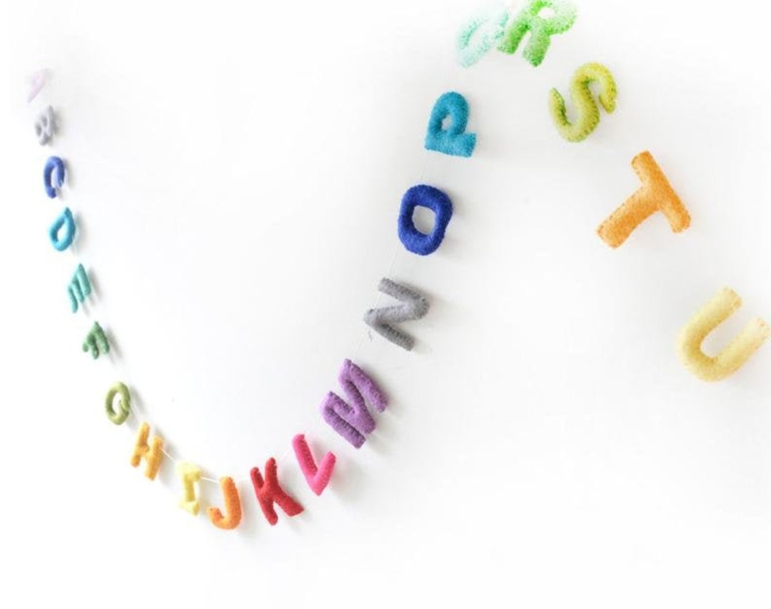 Alphabet Handmade Felt Garland, Nursery Decor, Baby Shower Decor, Baby ...