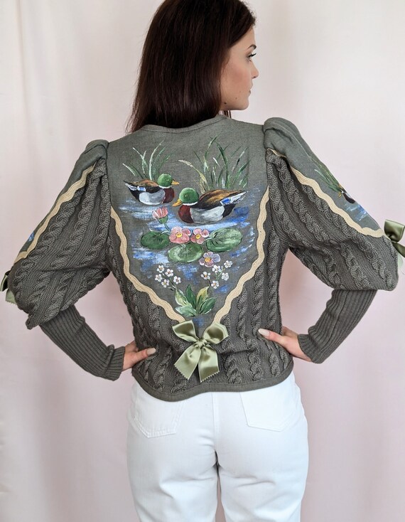 80s true vintage mutton puff sleeve grey wool blend A… - Gem