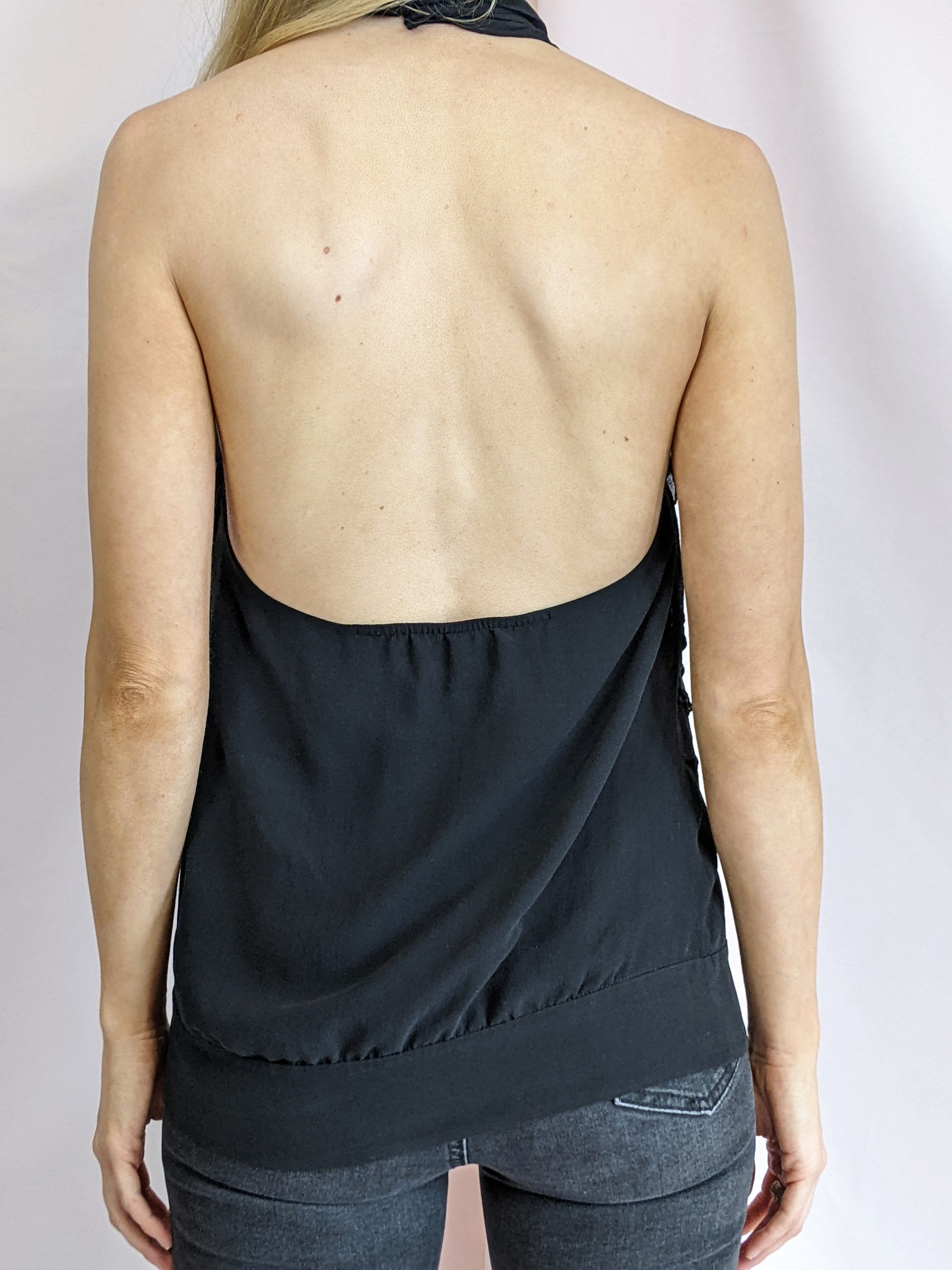 True Vintage 2000s Y2k Black 100% Silk Backless Sleeveless - Etsy