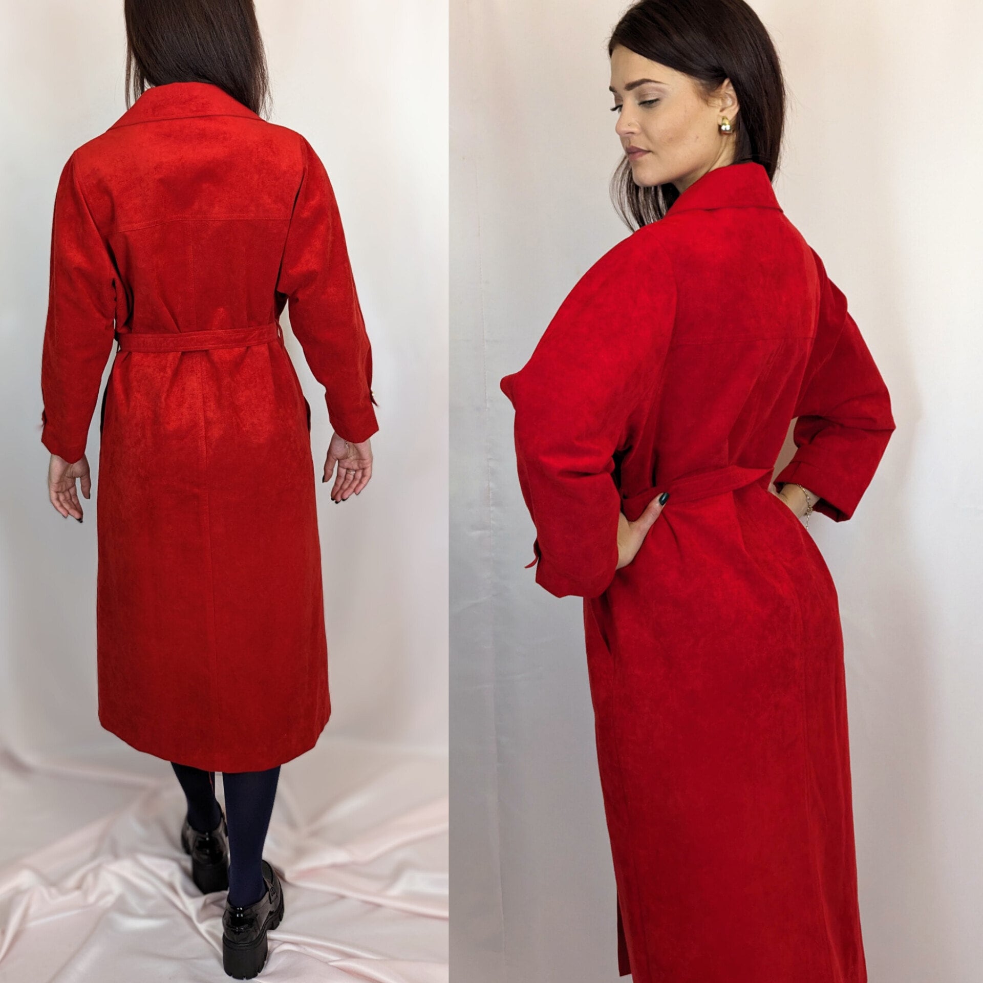RARE 70s Vintage Ultrasuede Red Belted Coat/ Spring/ Autumn/ - Etsy