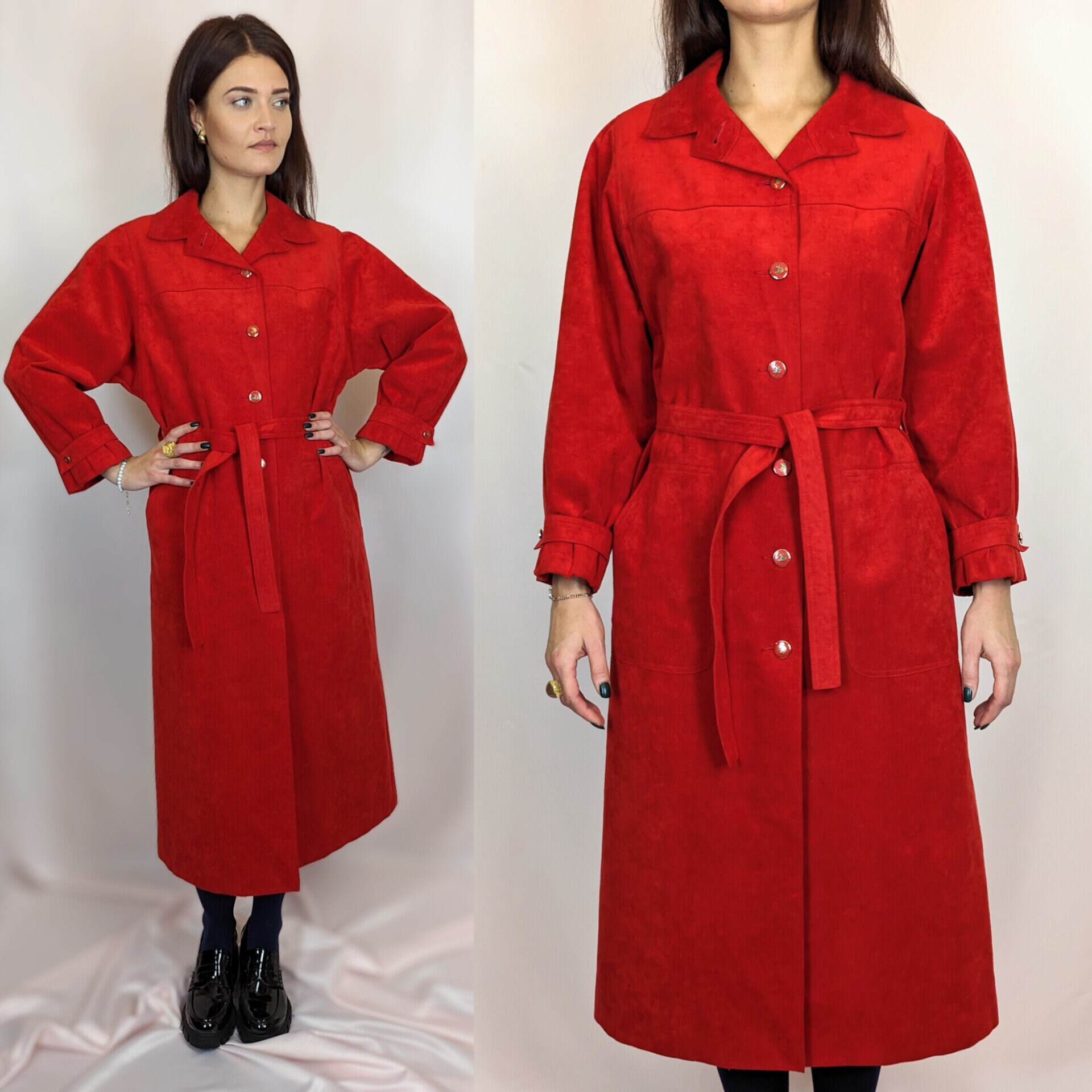 RARE 70s Vintage Ultrasuede Red Belted Coat/ Spring/ Autumn/ - Etsy