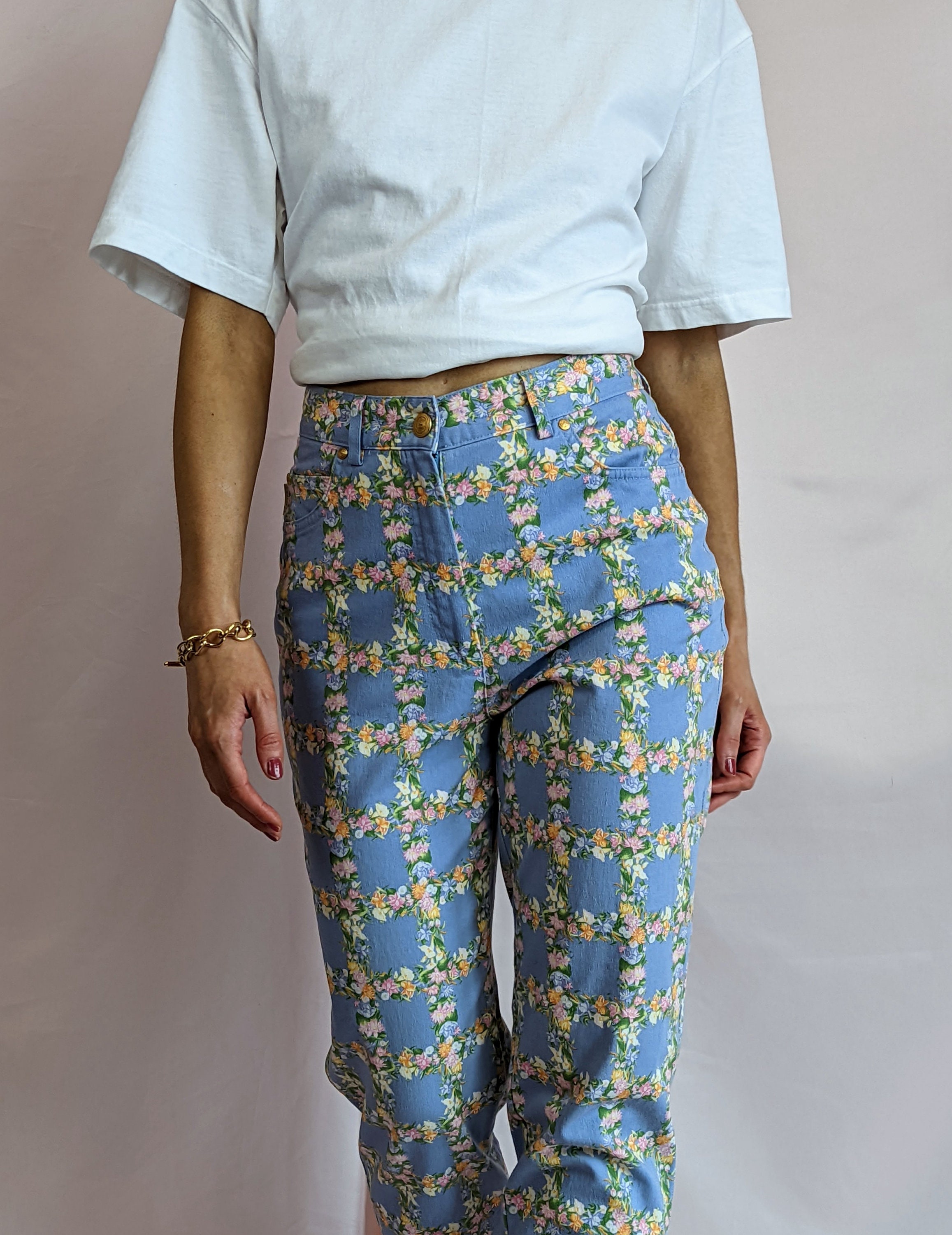 140 RARE True Vintage Laurel by Escada 1990s Cotton Floral Rococo Rich ...