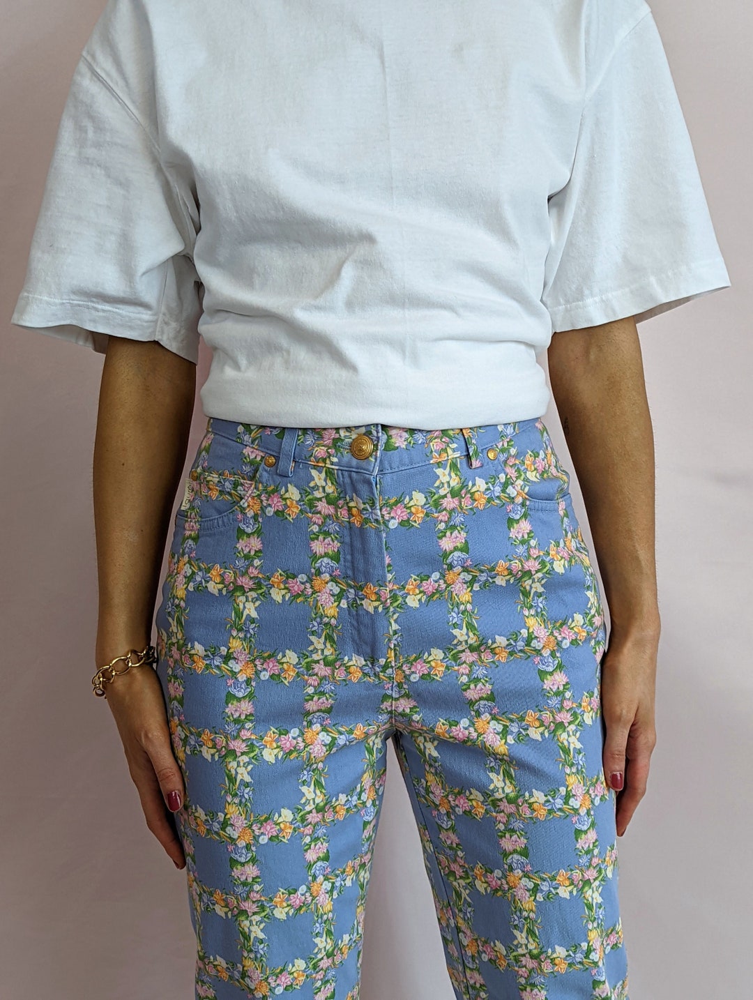 140 RARE True Vintage Laurel by Escada 1990s Cotton Floral Rococo Rich ...