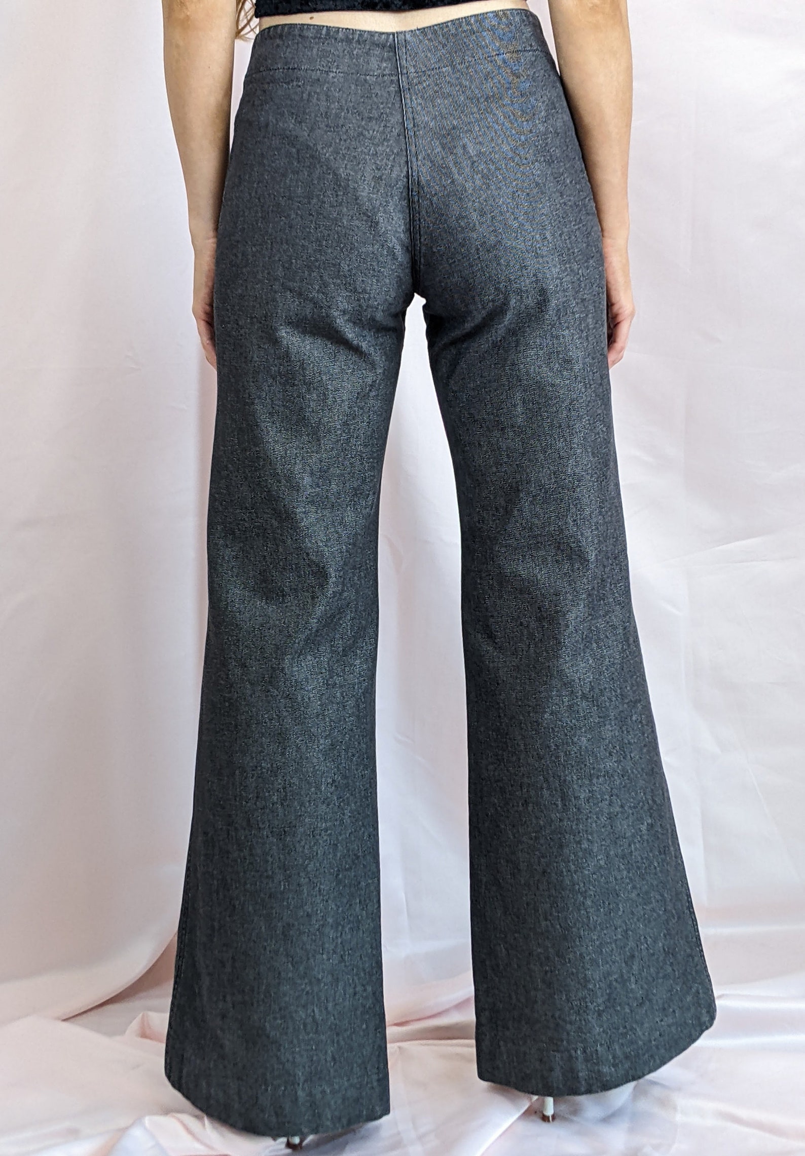 True Vintage 2000s Y2K Byblos Grey Flared Jeans Mid Rise With Front ...