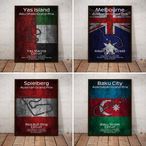 Premium Formula 1 Circuit Map Posterspaper and Metal Sizes Available in ...