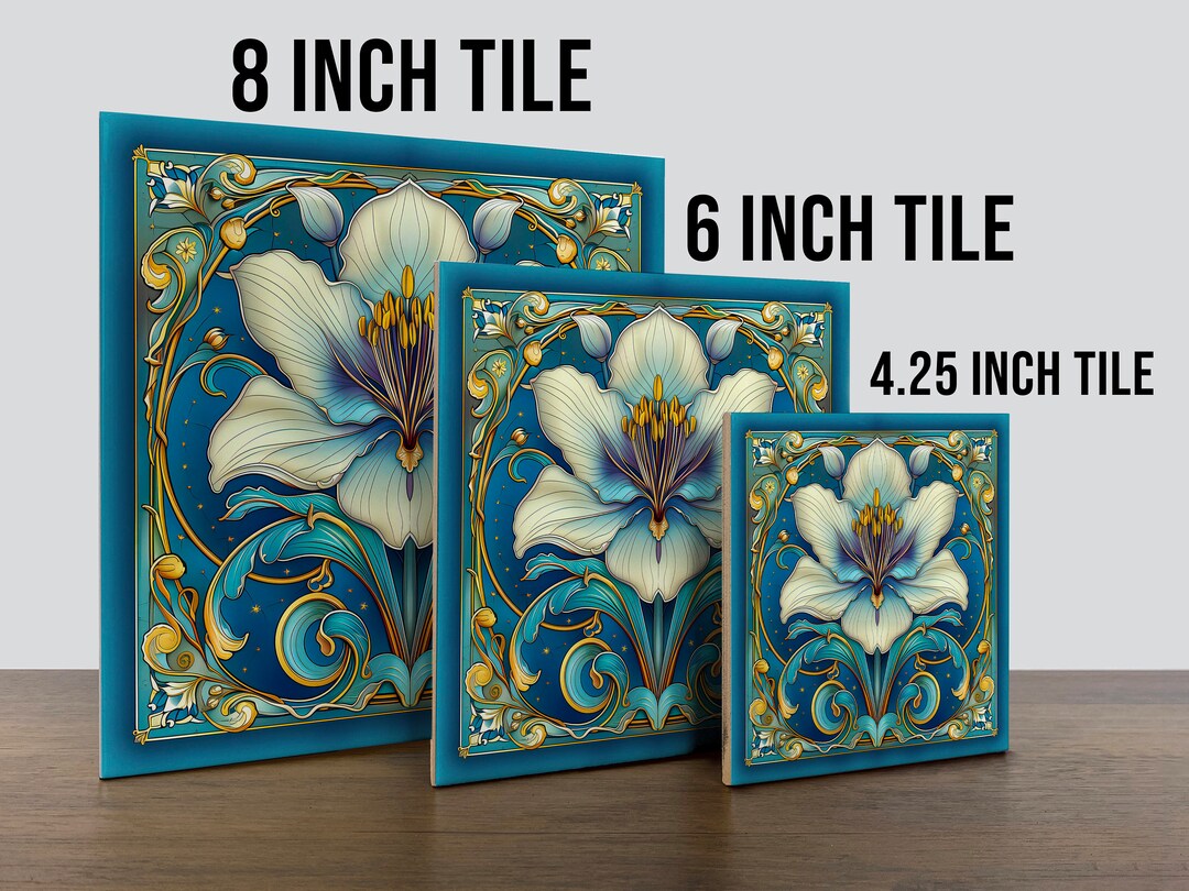 Art Nouveau, 1920s Style Floral Design 53 on a Glossy Ceramic ...