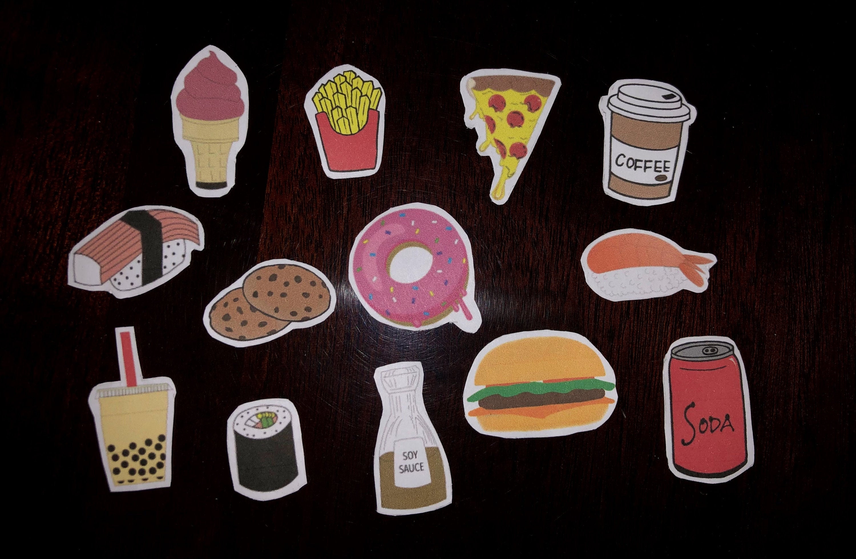 Food Sticker Pack, Mini Packs, Laptop Sticker, Bullet Journal Stickers ...