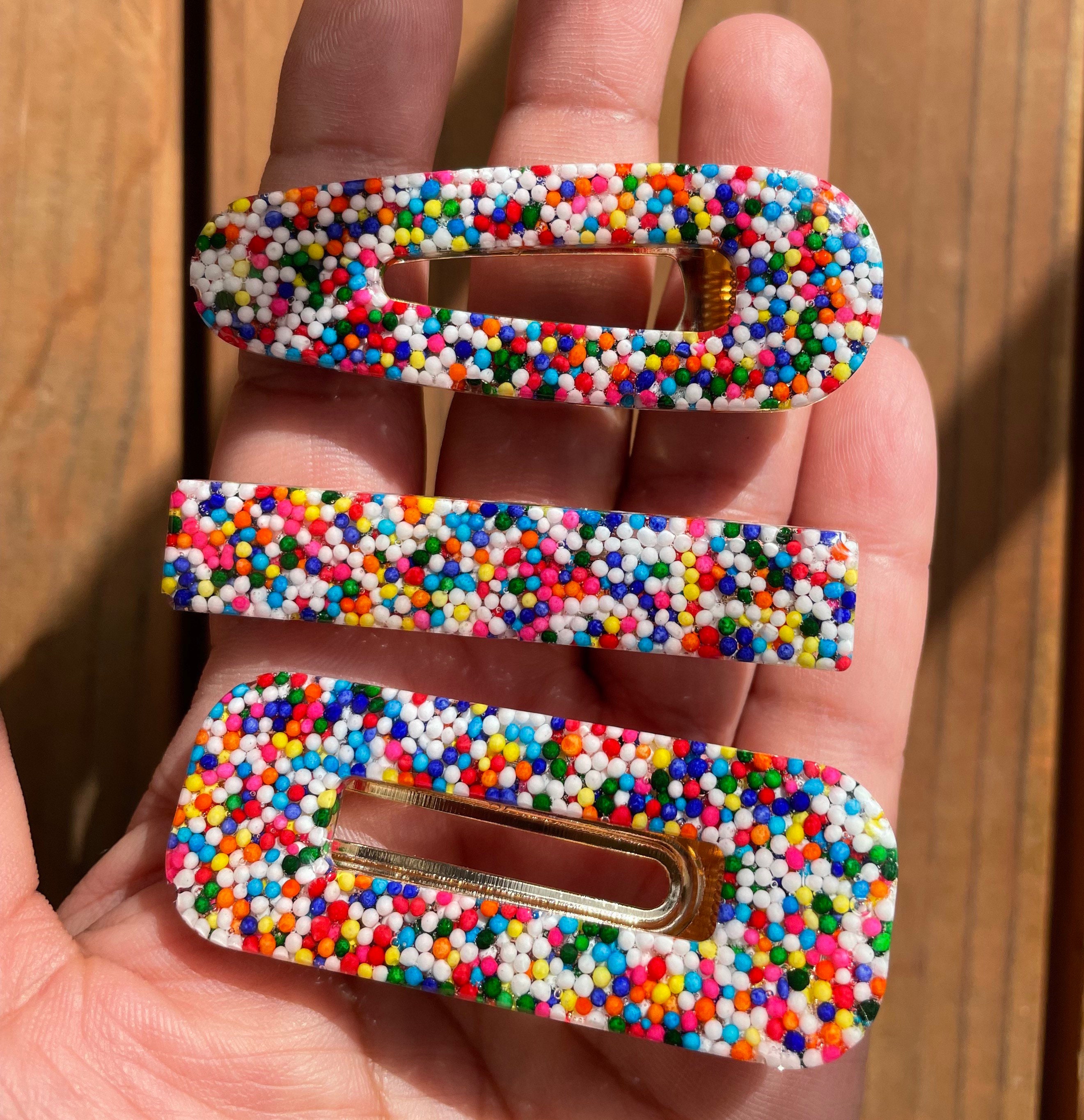 Rainbow Sprinkle Hair Clips - Resin Hair Clip - Etsy