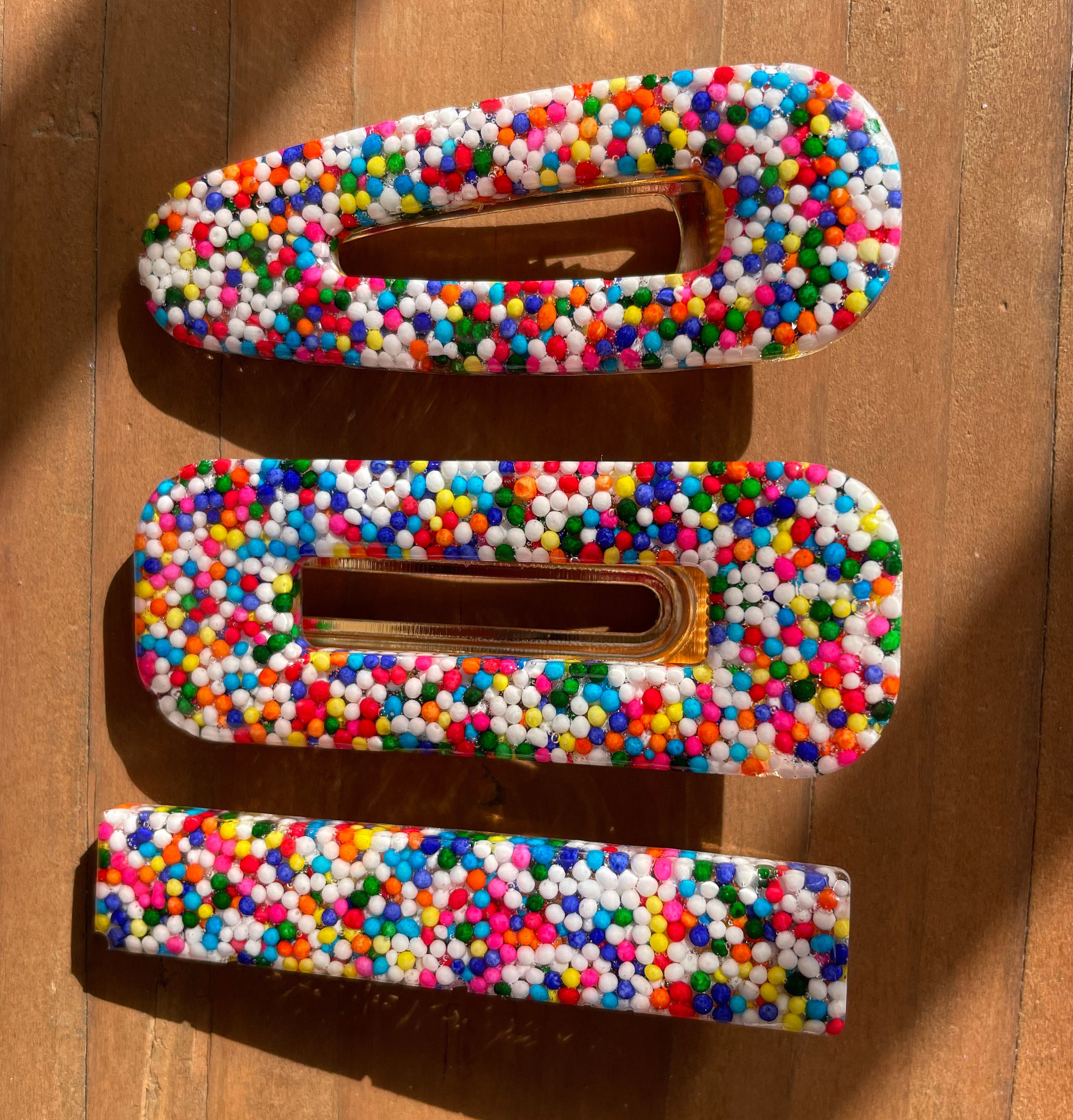 Rainbow Sprinkle Hair Clips Resin Hair Clip - Etsy