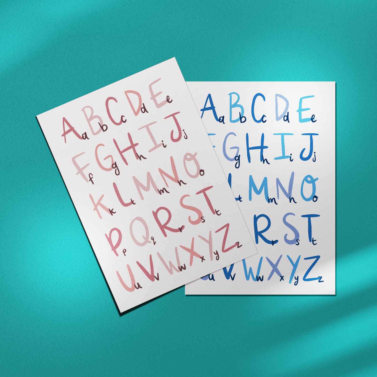 Alphabet Print Blue or Pink Pink Alphabet Print Blue Alphabet Print ...