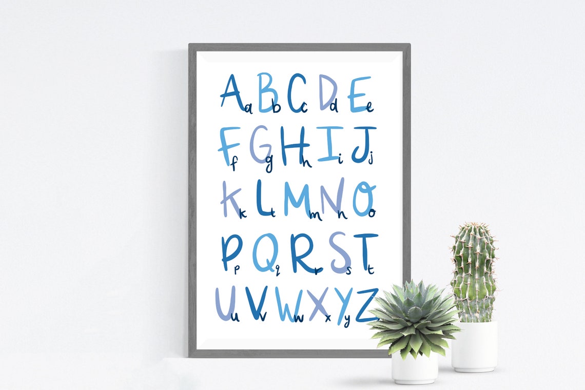Alphabet Print Blue or Pink Pink Alphabet Print Blue Alphabet Print ...